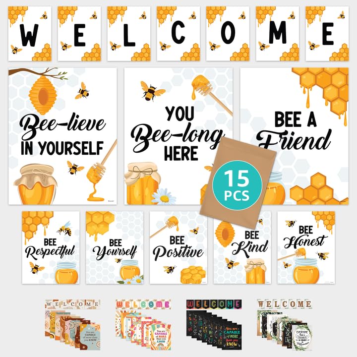 Decorably Welcome Posters for Classroom - 15 Bee Classroom Decorations