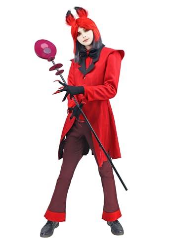 DAZCOS Alastor Cosplay Red Costume Jacket Outfits with Tie and Glove f