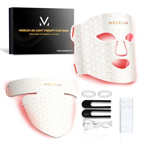 MEGELIN Led Red Light Therapy Face & Neck Mask, 7 Colors Led Light The