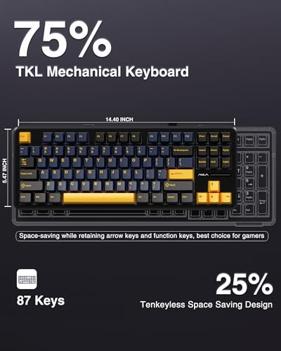AULA F87 Wireless Mechanical Keyboard,75% TKL Custom Hot Swappable Key