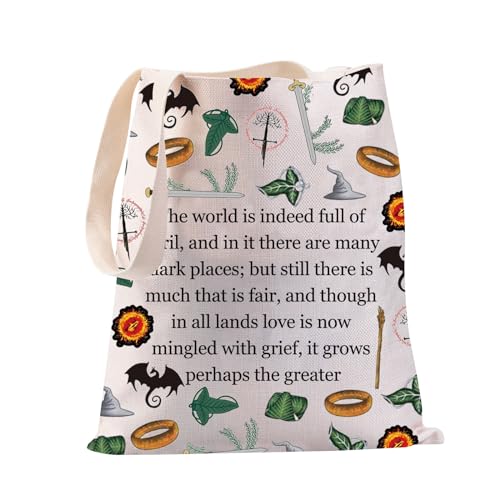 JYTAPP LOTR Movie Merch Lord Rings Quotes Canvas Tote Bag The World Is