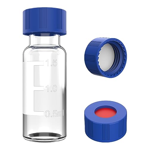 2mL Autosampler Vials with Caps, HPLC Vials, 9-425 Clear Glass Vial wi