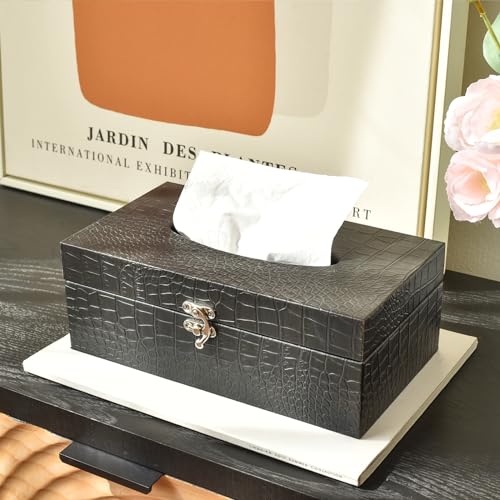 JUMBO DECOR Crocodile Leather Tissue Box Cover with Clasp – Modern Ele