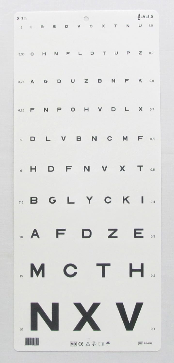 Monoyer Optometric Chart 3 Meters - Precise Near Vision Assessment