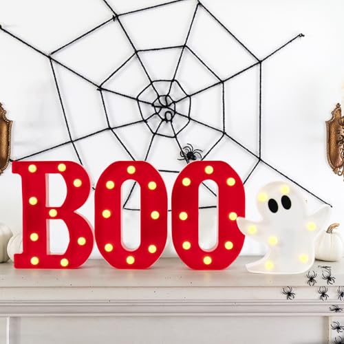 DAZONGE Halloween Decorations Indoor - 4 LED Light Up Letters Boo and