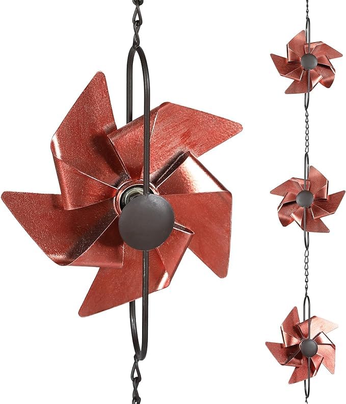 Aifeorzo 8.5 Ft Rain Chain, USA Flag Heart Rain Chains for Gutters and