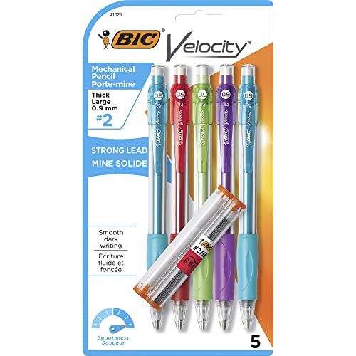 BIC Velocity Strong Lead Mechanical Pencils, With Colorful Barrel, Thi