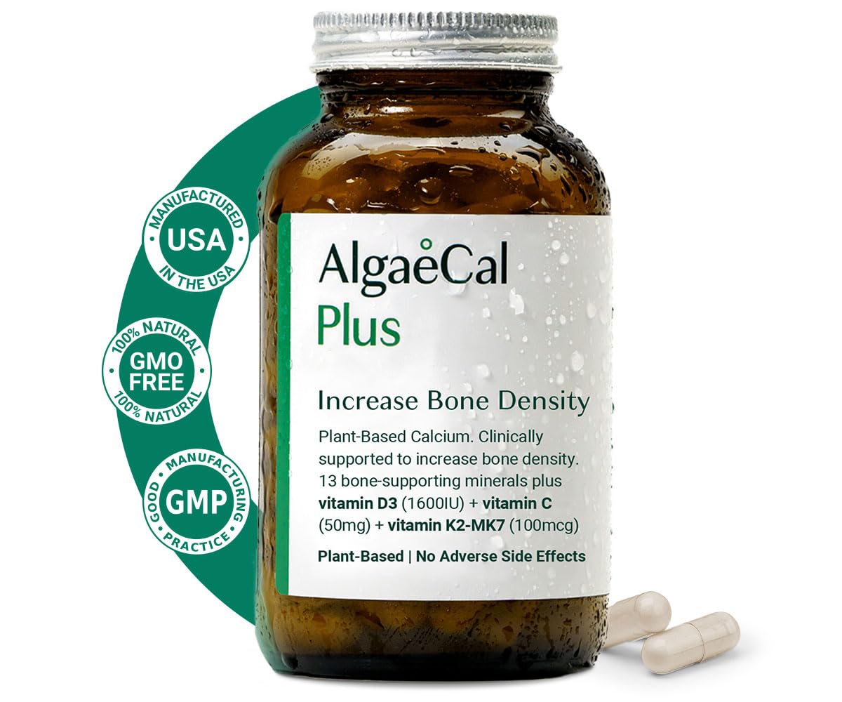 ALGAECAL Plus - Organic Red Algae Calcium Supplement, Vitamin K2 MK7