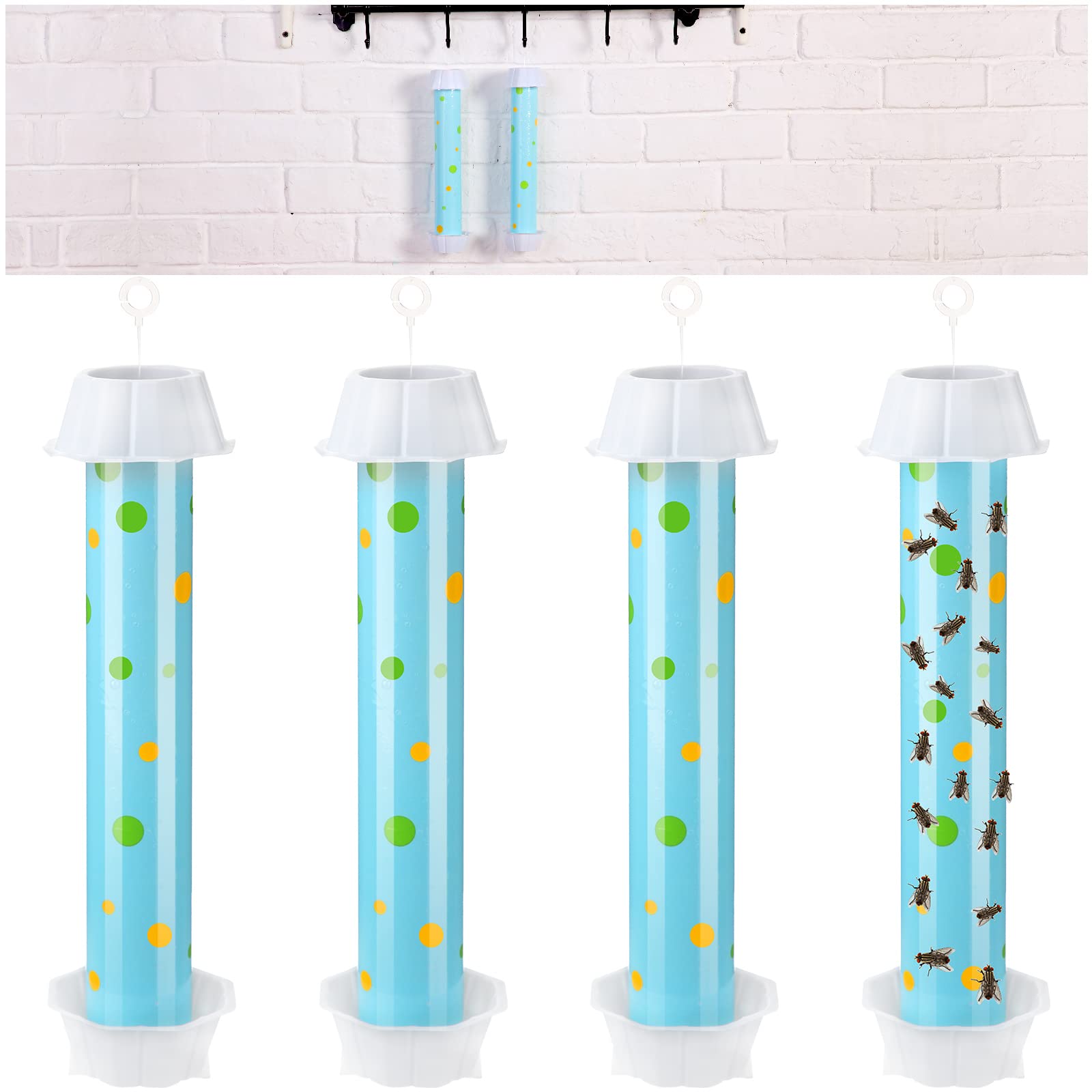 4 Pcs Sticky Fly Trap Fly Stick with Hanging Hook Adhesive Fly Catcher