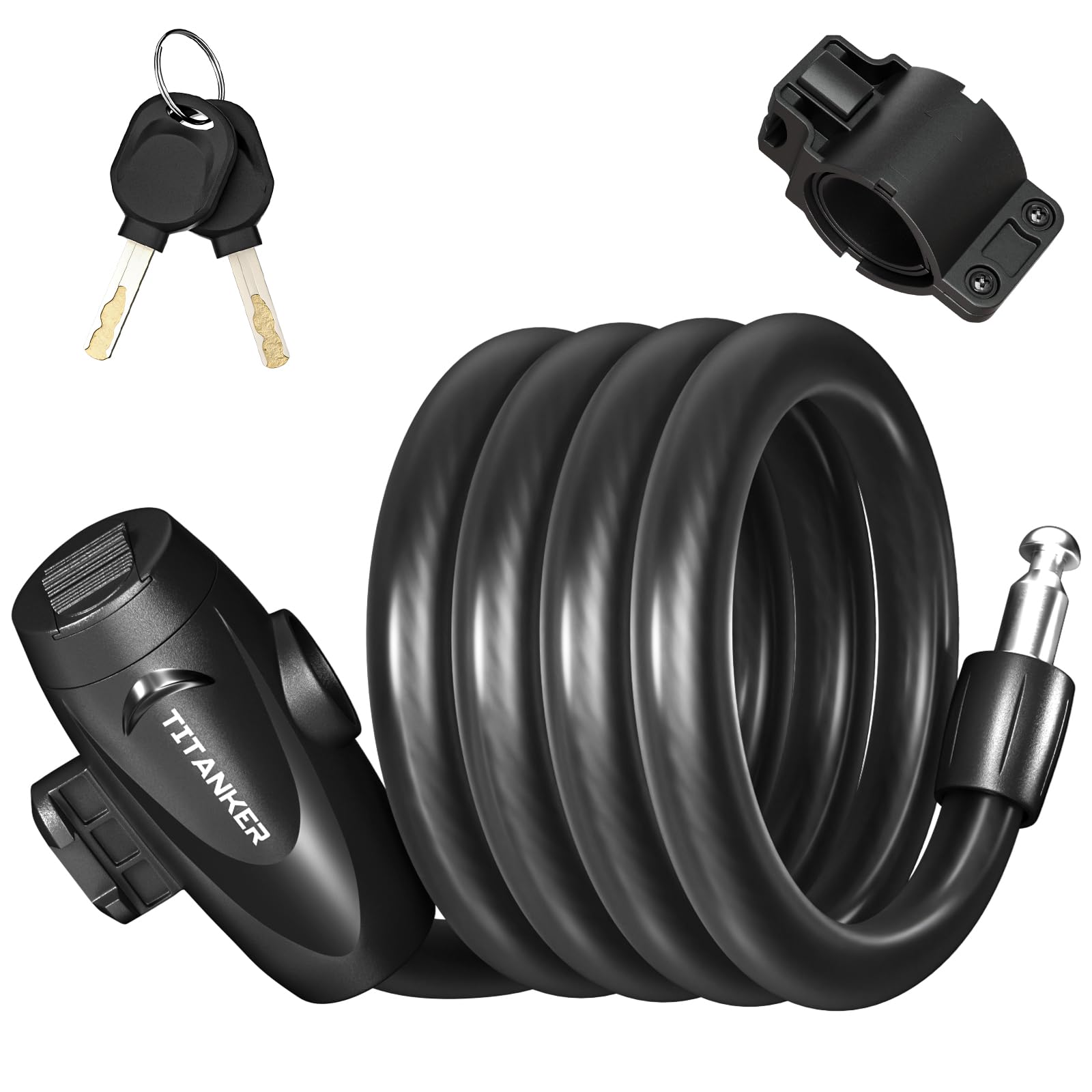 Titanker Bike Lock, Bike Lock Cable 4 Feet Coiled Secure Bicycle Lock