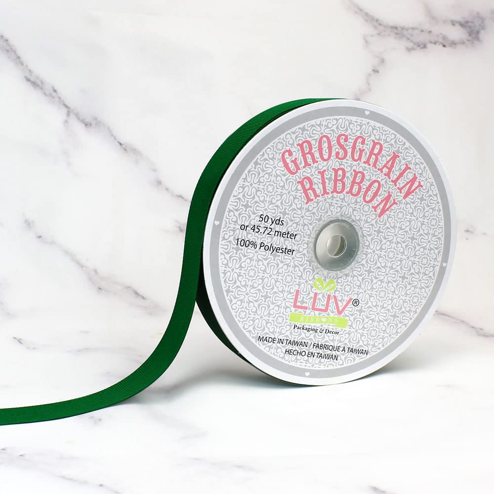 Creative Ideas 7/8-Inch Solid Grosgrain Ribbon, 50-Yard, Emerald Green