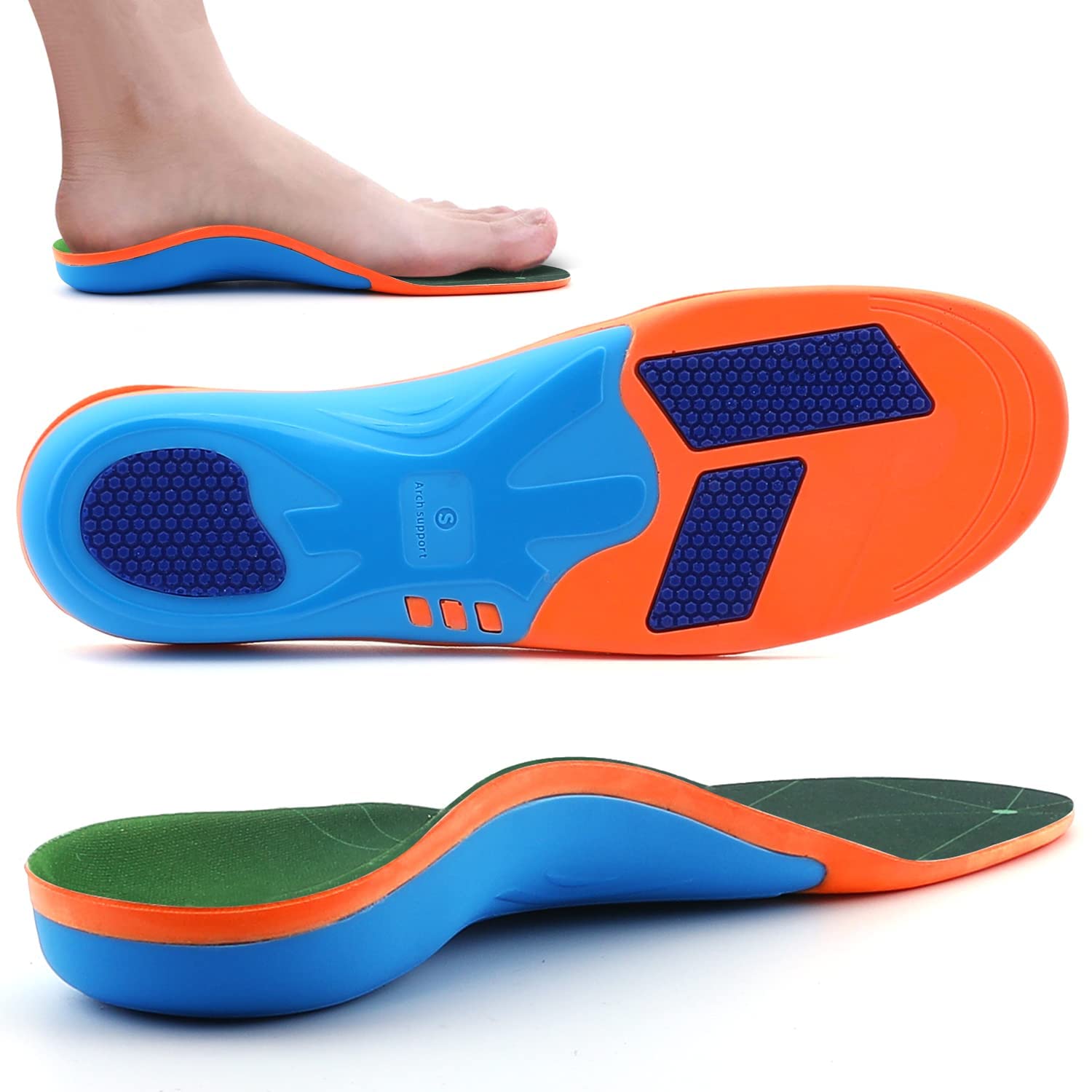 VALSOLE 220+ lbs Plantar Fasciitis Arch Support Shoe Inserts - Men Wom