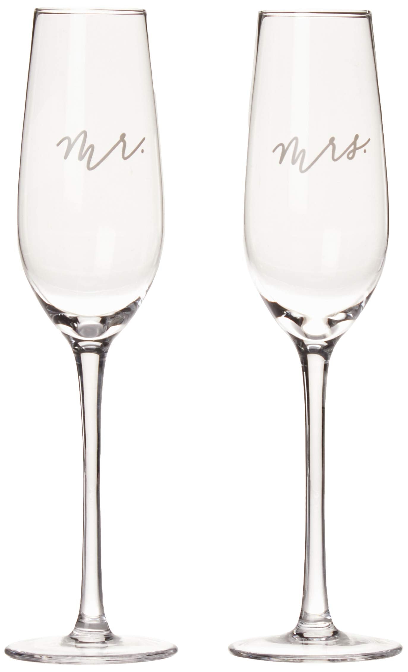 Pearhead Mr. & Mrs. Champagne Flute Set - Elegant His and Hers Wedding