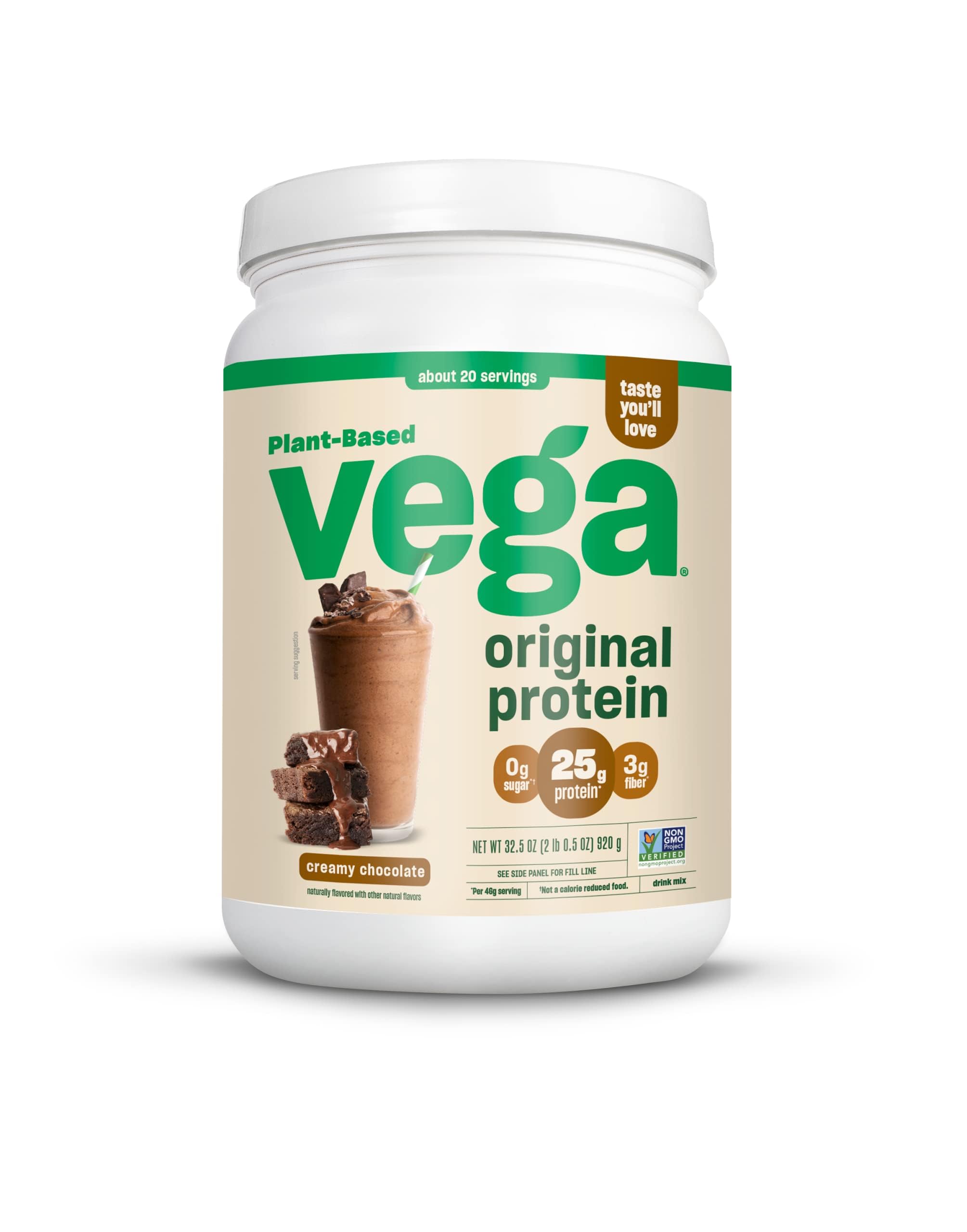 Vega Original Protein Powder, Creamy Chocolate Plant Based Protein Dri