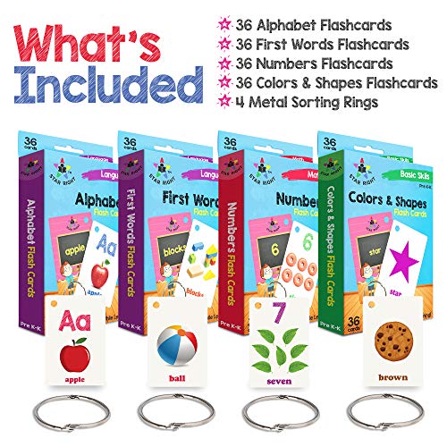 Star Right Words Toddler Flash Cards Set of 4 - Number Flash Cards, Fi