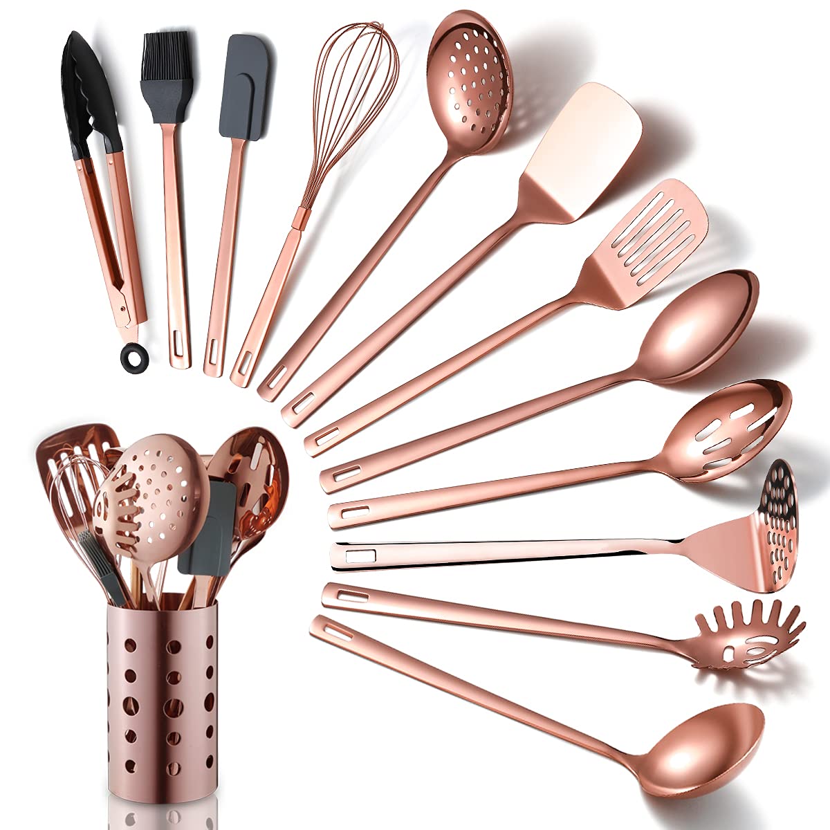 Copper Kitchen Utensils Set,13 Pieces Stainless Steel Cooking Utensils
