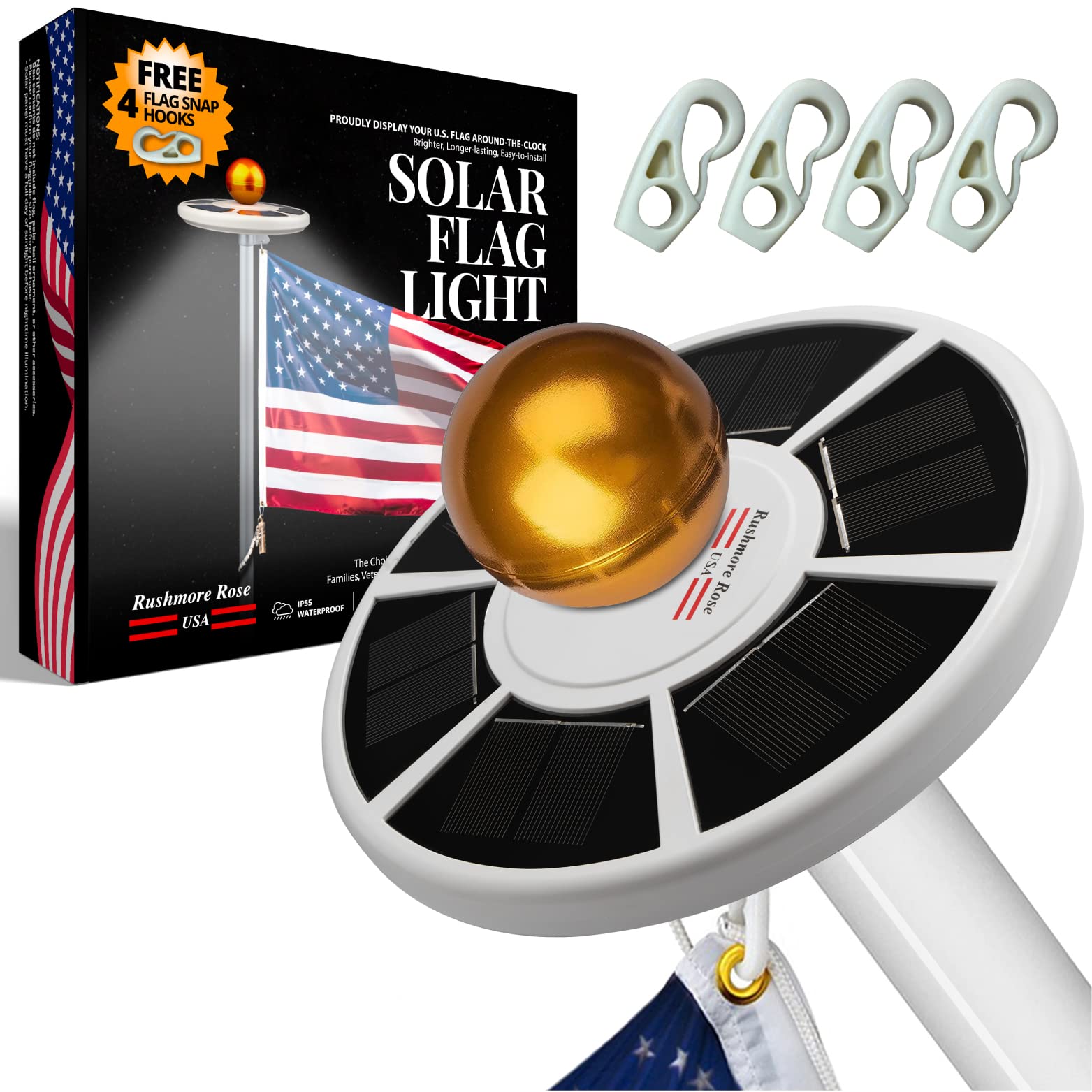 Flag Pole Light Solar Powered with 60 Ultra Bright LEDs - Premium Sola