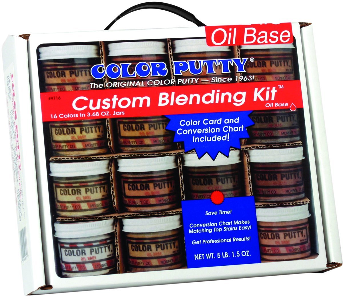 Oil Based Custom Blending Kit by Color Putty - Includes Sixteen 3.68 o