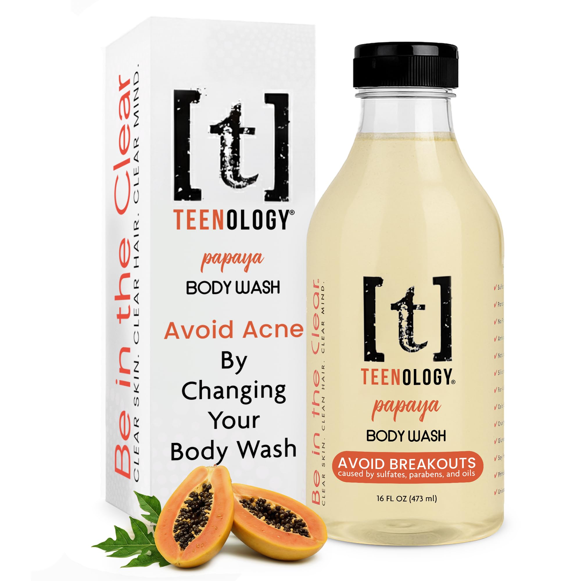Teenology Body Wash for Teens - Avoid Body Acne and Breakouts - Sulfat