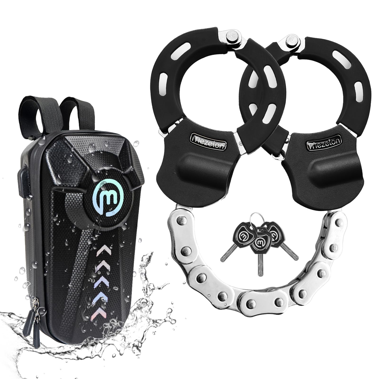 Mezelon Electric Scooter Lock, 8mm Chain Lock Bike Locks Heavy Duty An