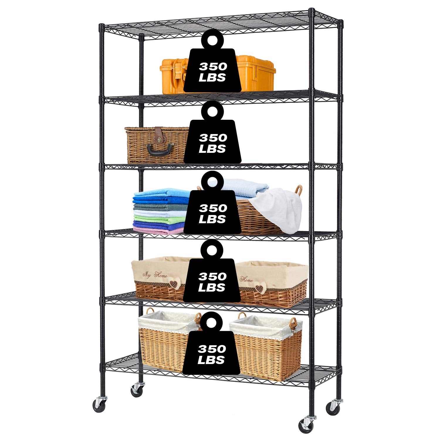 HCB 6-Tier Storage Shelf Heavy Duty Wire Shelving Unit 82"x48"x18" Hei