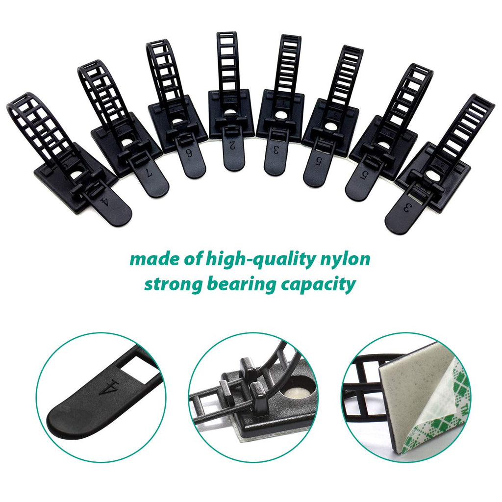 50 Pieces Cable Management Desk Wire Organizer Cable Ties Zip Ties Adh