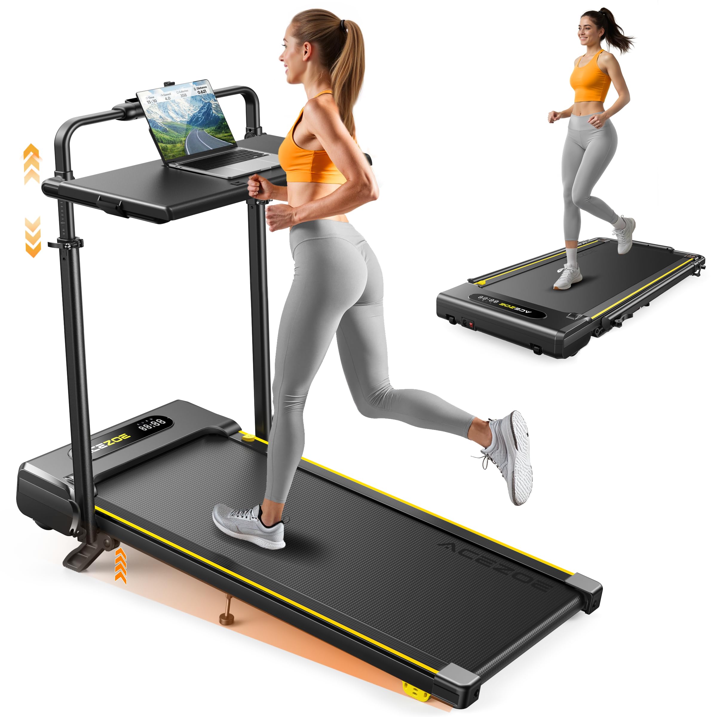 Acezoe 3 in 1 Under Desk Treadmill with 10% Incline, Walking Pad Tread