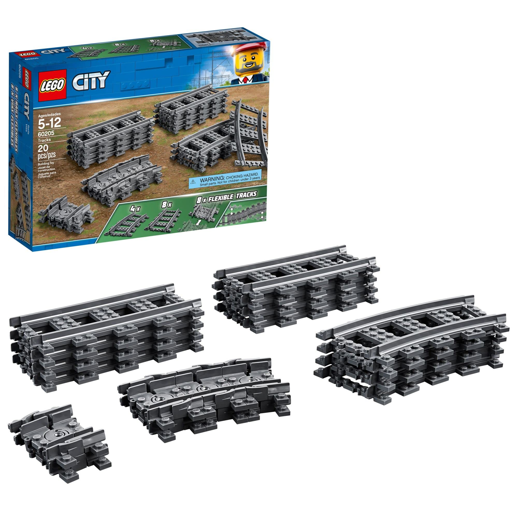 LEGO City Tracks 60205-20 Pieces Extension Accessory Set, Train Track
