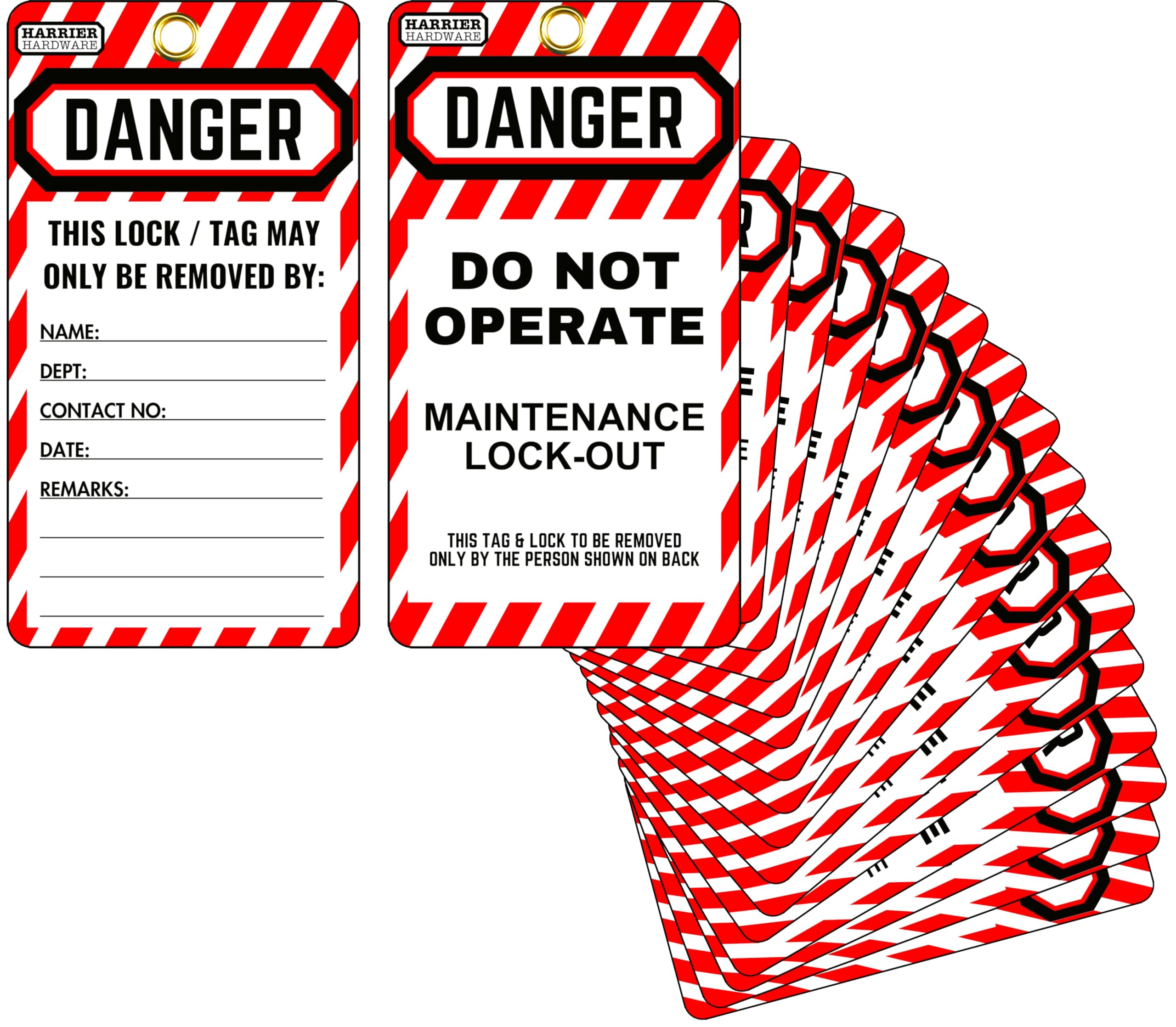 Harrier Hardware 40-Pack Lockout Tagout Tags, 3 x 5.5-inch, OSHA Compl