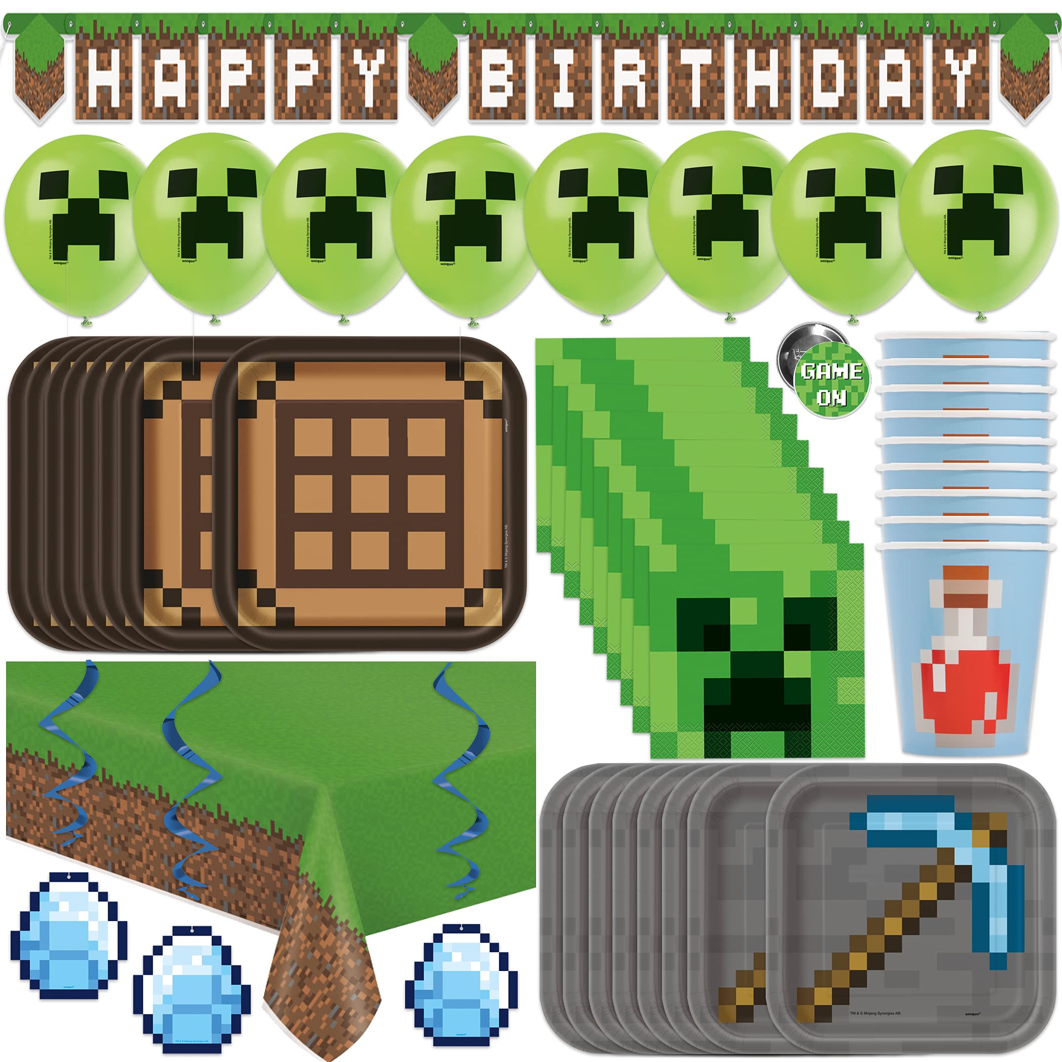 Mega Minecraft Party Supplies and Decorations Set, Minecraft Birthday