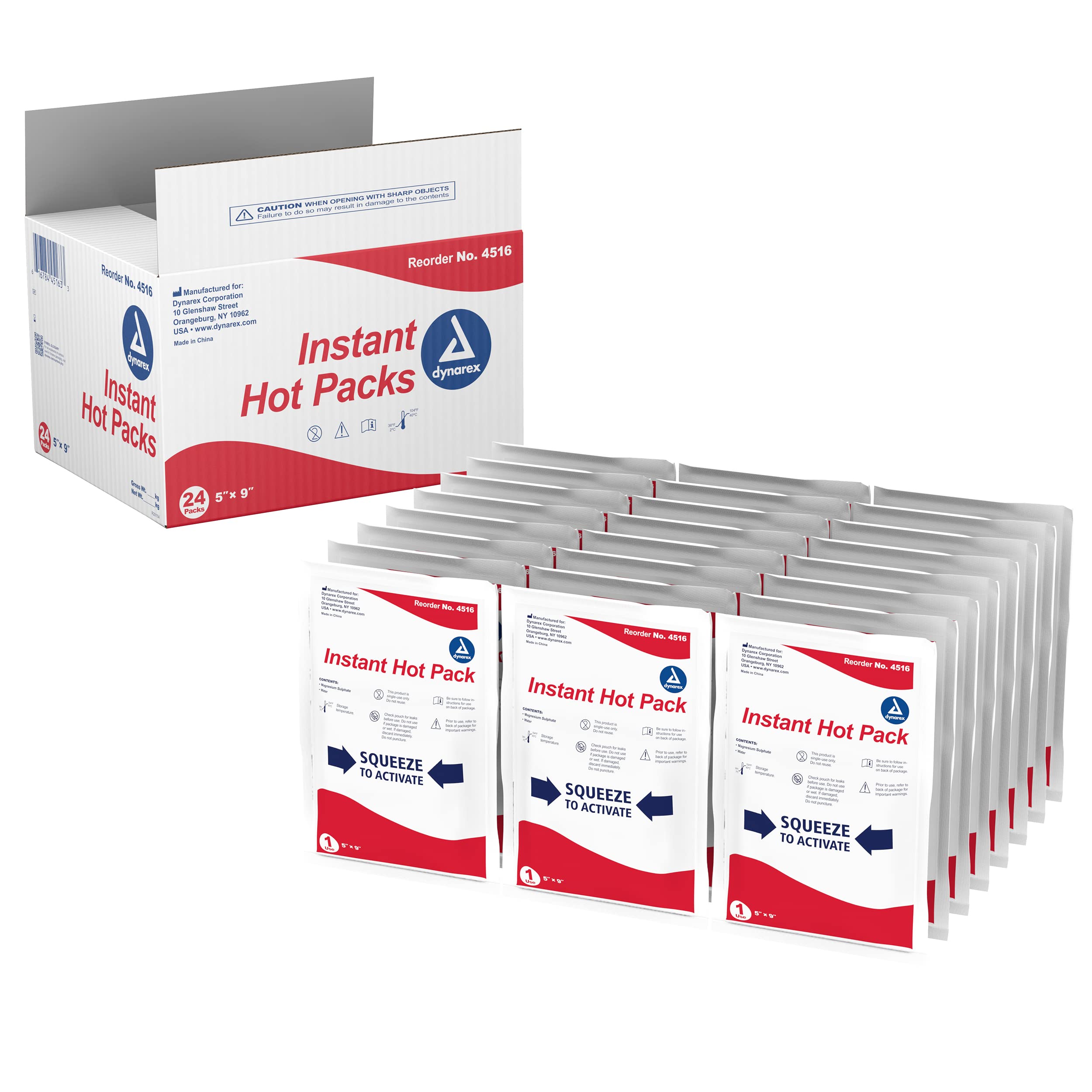 Dynarex Instant Hot Packs, Single-Use Heat Packs for Immediate Relief,