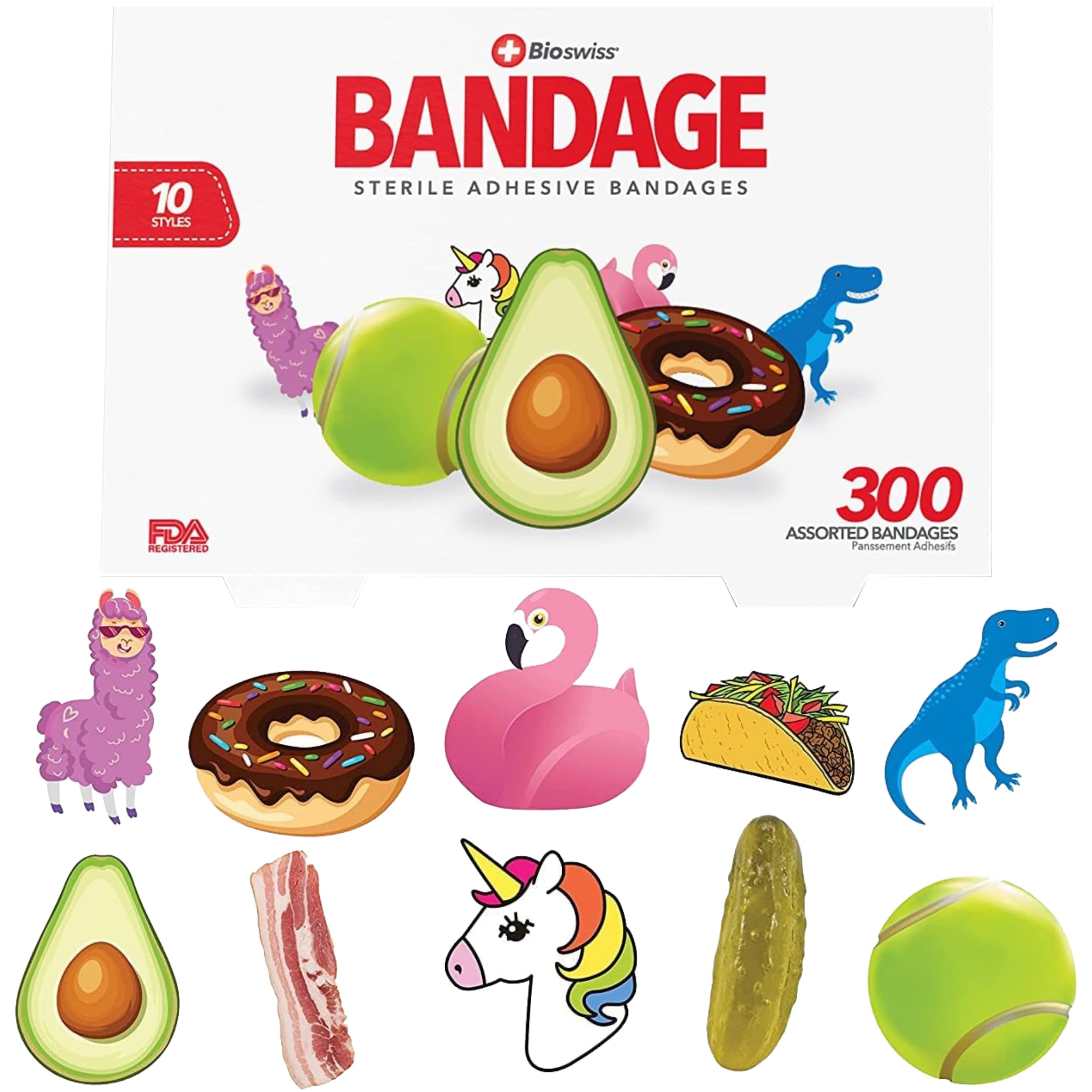 Bioswiss Bandages, Assorted Food and Animal Shaped Latex Free Bandage