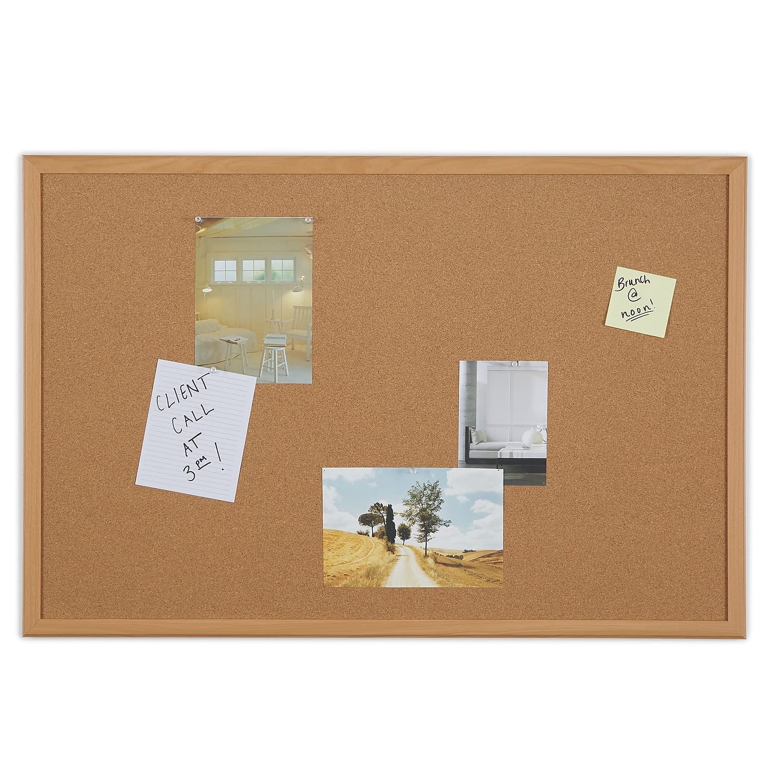 Staples 1682316 Standard Cork Bulletin Board Oak Finish Frame 3-Ft W X