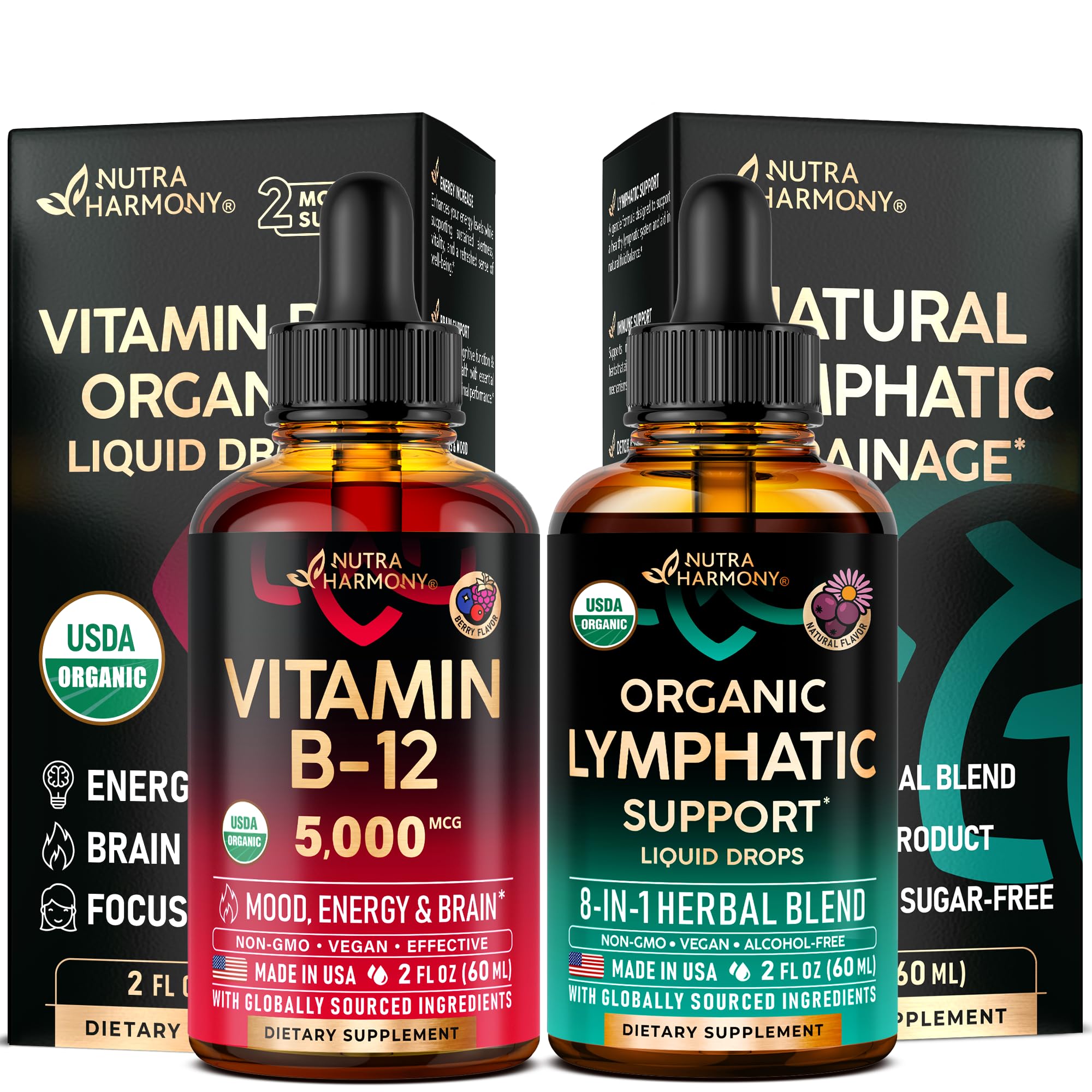 NUTRAHARMONY Energy, Focus, Mood, Brain Health & Immune Support, Clean