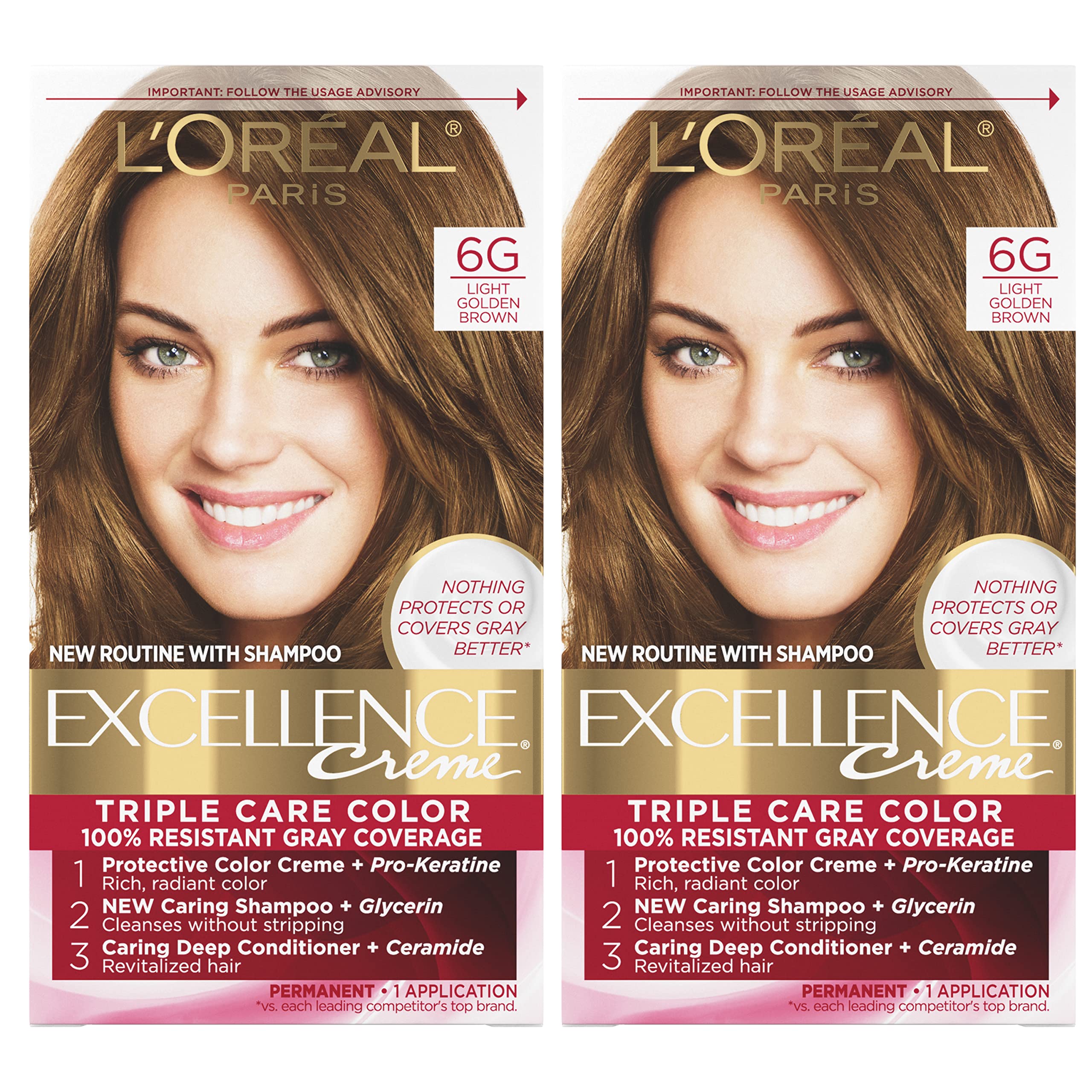 Loreal Paris Excellence Cream Triple Care Color 6G Light Golden Brown