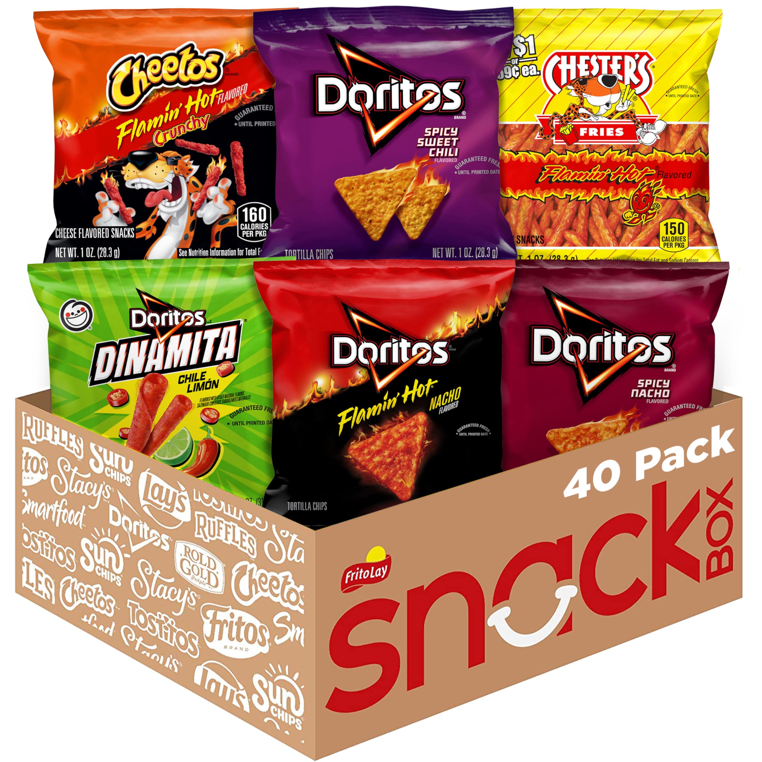 Frito Lay Fiery Mix Variety Pack, Hot & Spicy Snacks Single Serve Bags