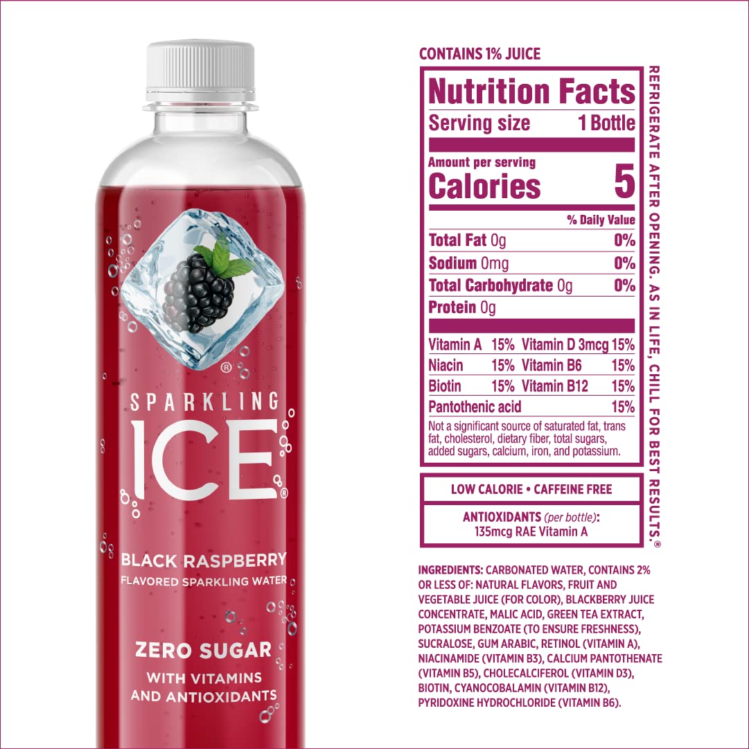 Sparkling ICE, Black Raspberry Sparkling Water, Zero Sugar Flavored Wa