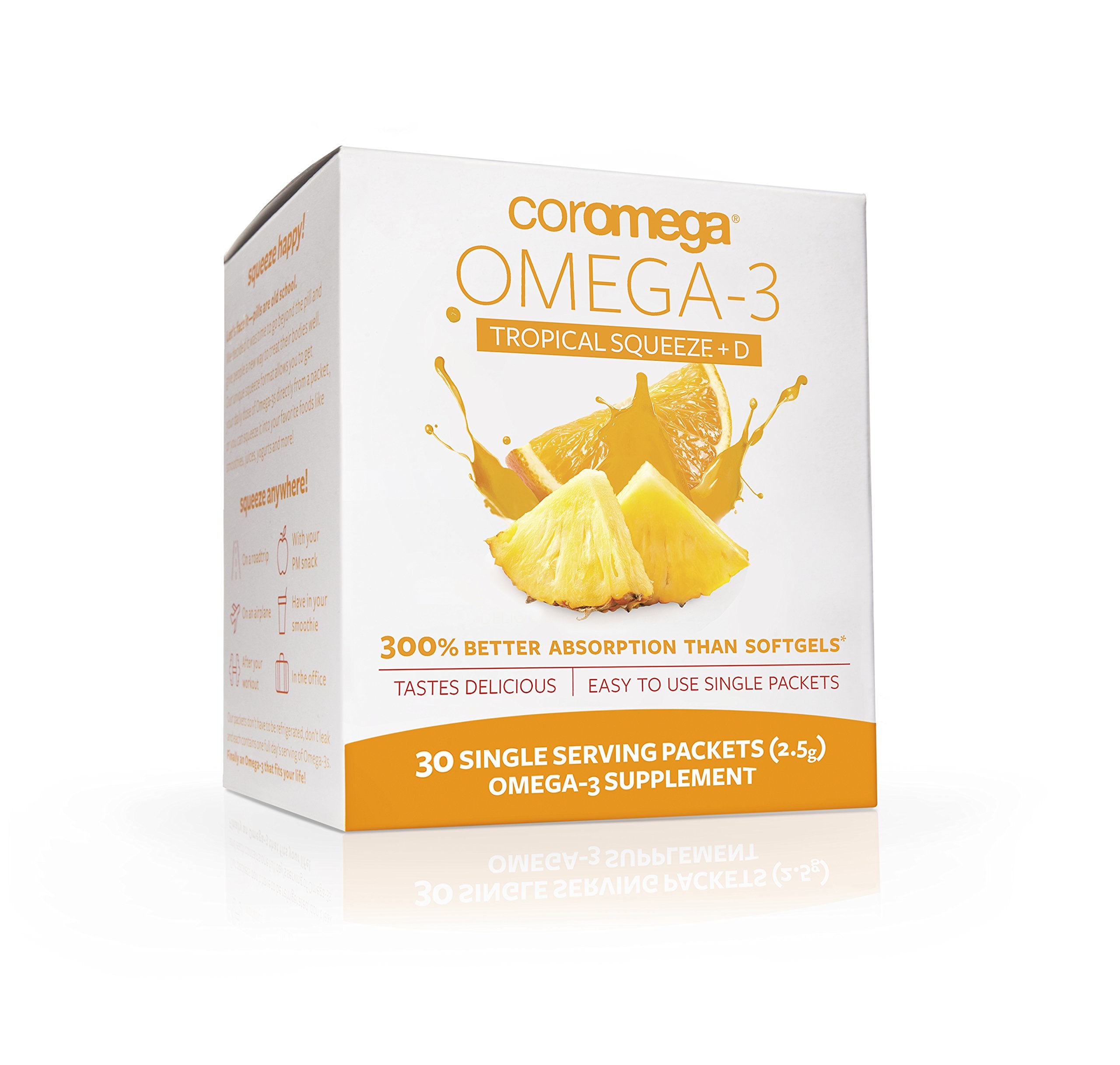 Coromega Omega 3 Fish Oil Supplement with Additional Vitamin D3, 650mg